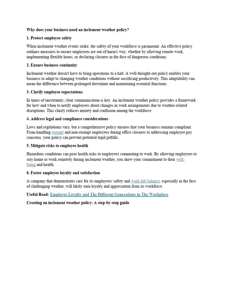 Importance of an Inclement Weather Policy | PDF | Policy | Communication