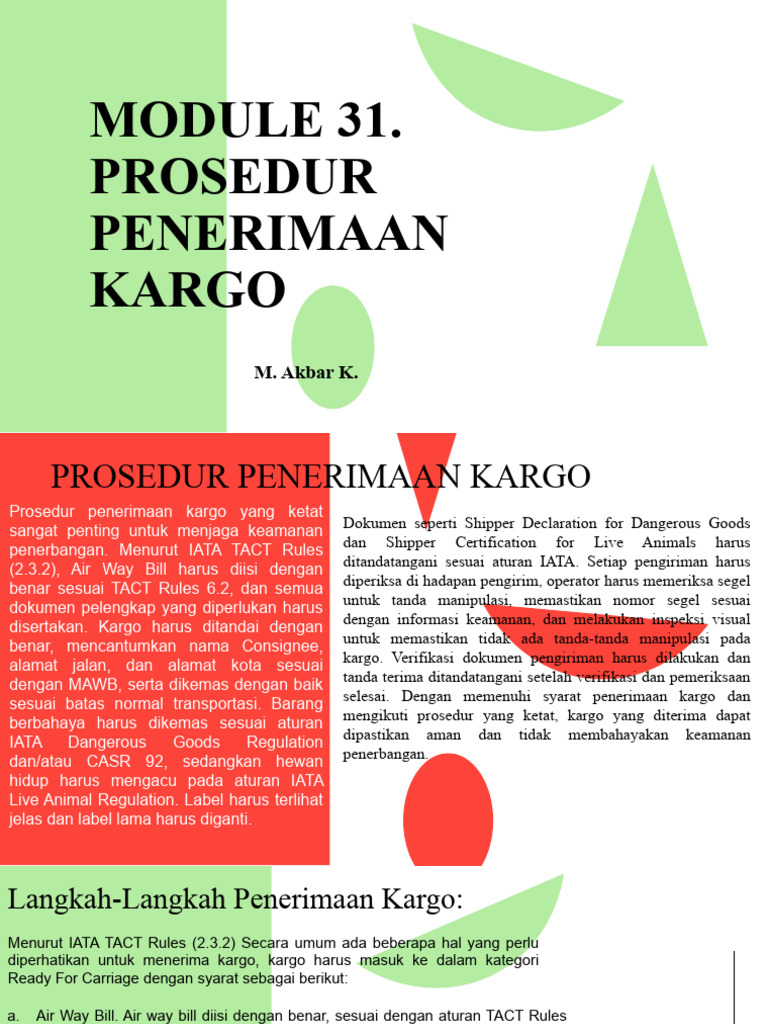 Module 31. Prosedur Penerimaan Kargo | PDF | Teknologi & Rekayasa