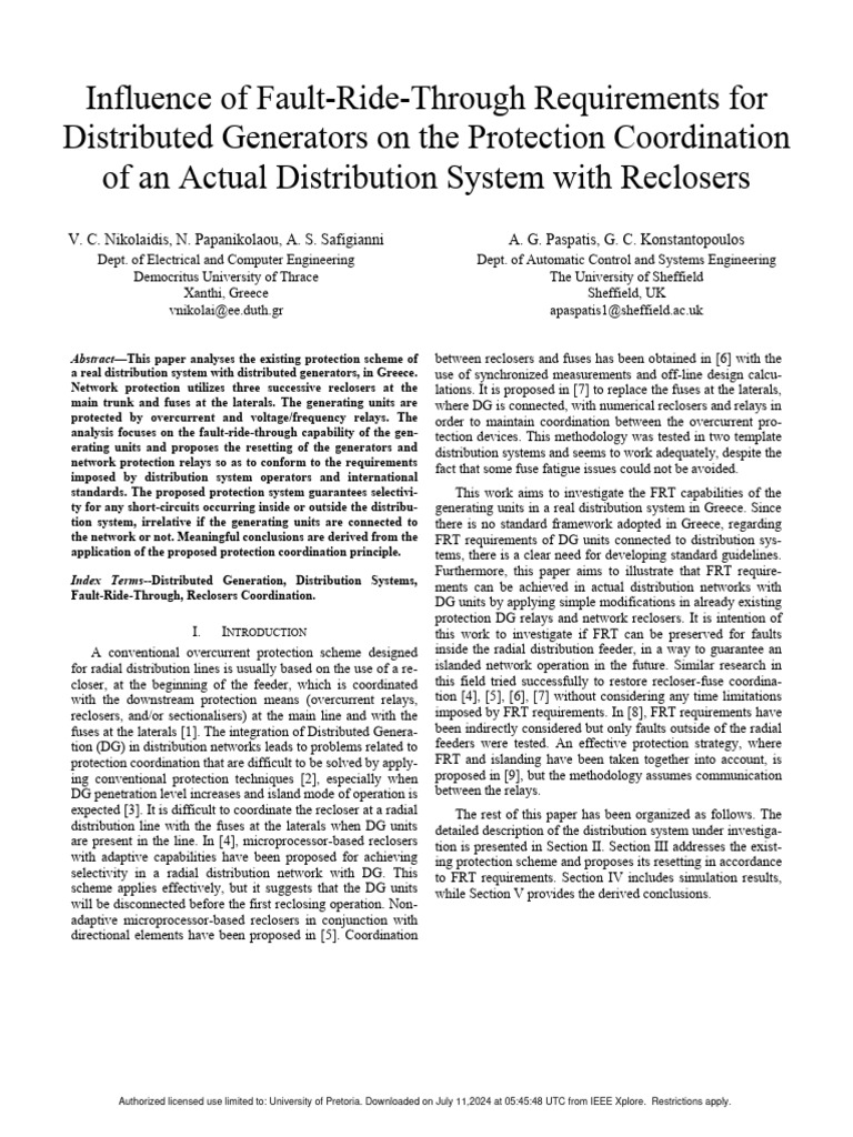 Influence Of Fault Ride Through Requirements For Distributed Generators On The Protection
