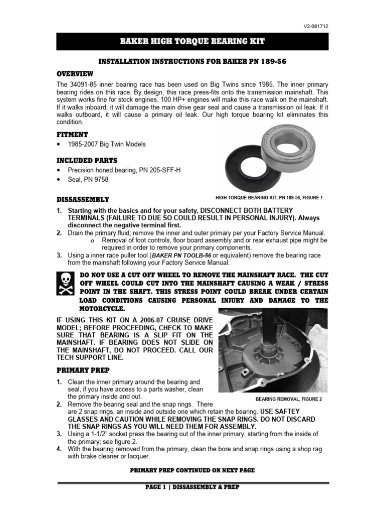 BAKER High Torque Bearing Installation Instructions V2 081712 2 | PDF ...