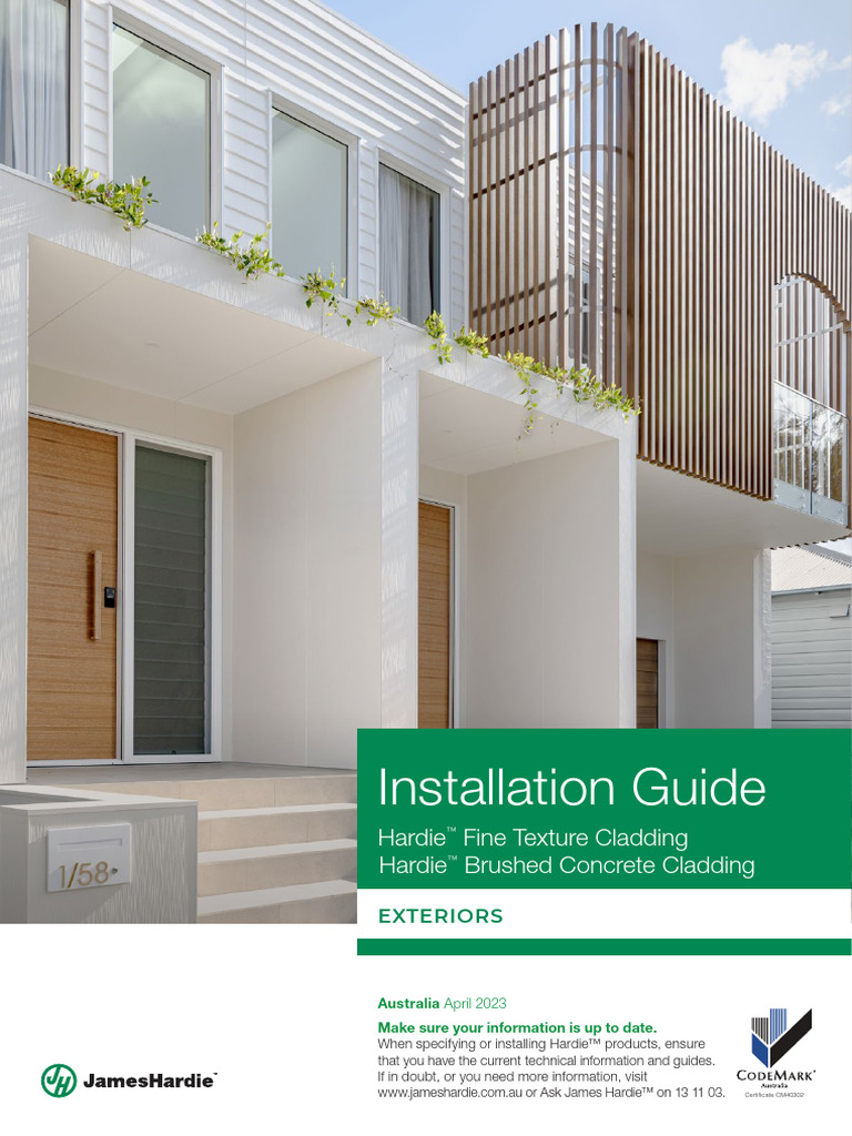 Hardie Fine Texture Brushed Concrete Cladding Installation Guide April 23 | PDF | Framing ...