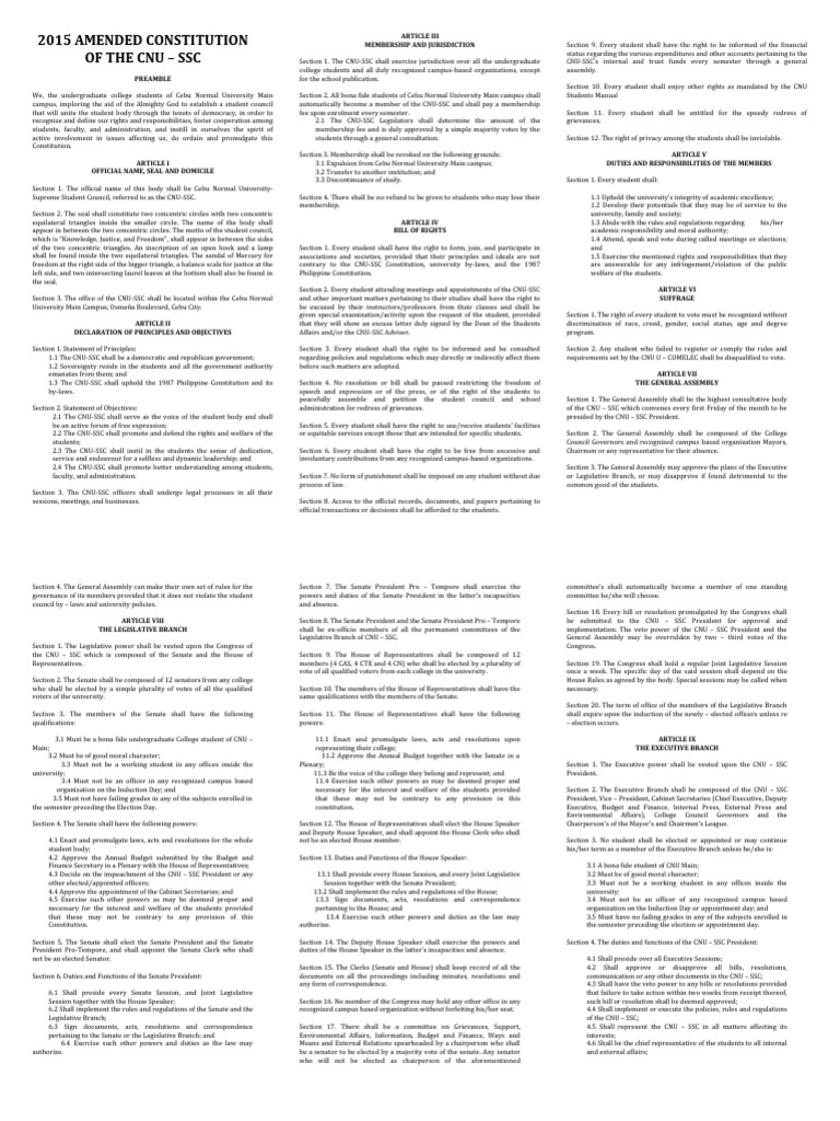 2015 Amended Constitution of The Cnu | PDF | United States House Of ...