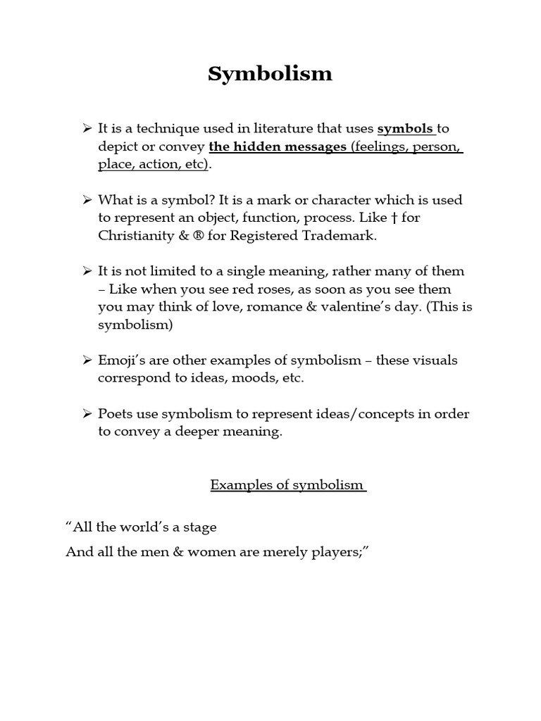 Symbolism - Notes & Examples | PDF | Poetry