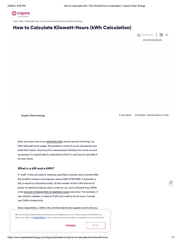 Calculate kWh for Home Energy Use | PDF | Watt | Nature
