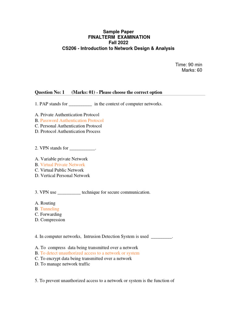 Cs206 Sampel Paper Ans | PDF | Computer Network | Transmission Control Protocol