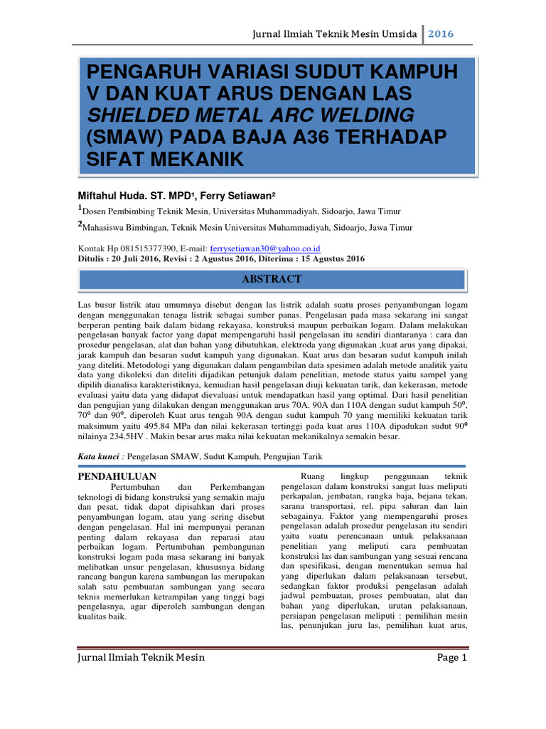 Pengaruh Variasi Sudut Kampuh V Dan Kuat | PDF