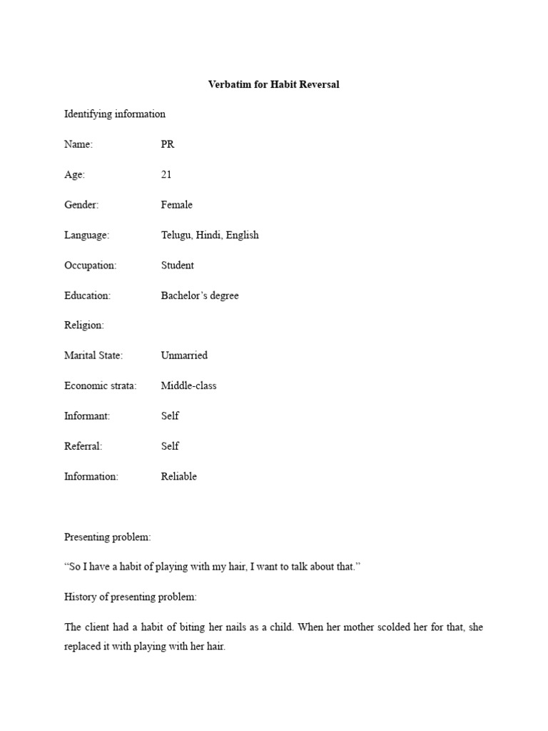 Habit Reversal Training - 21mpsl46 - Rasika Godbole | PDF