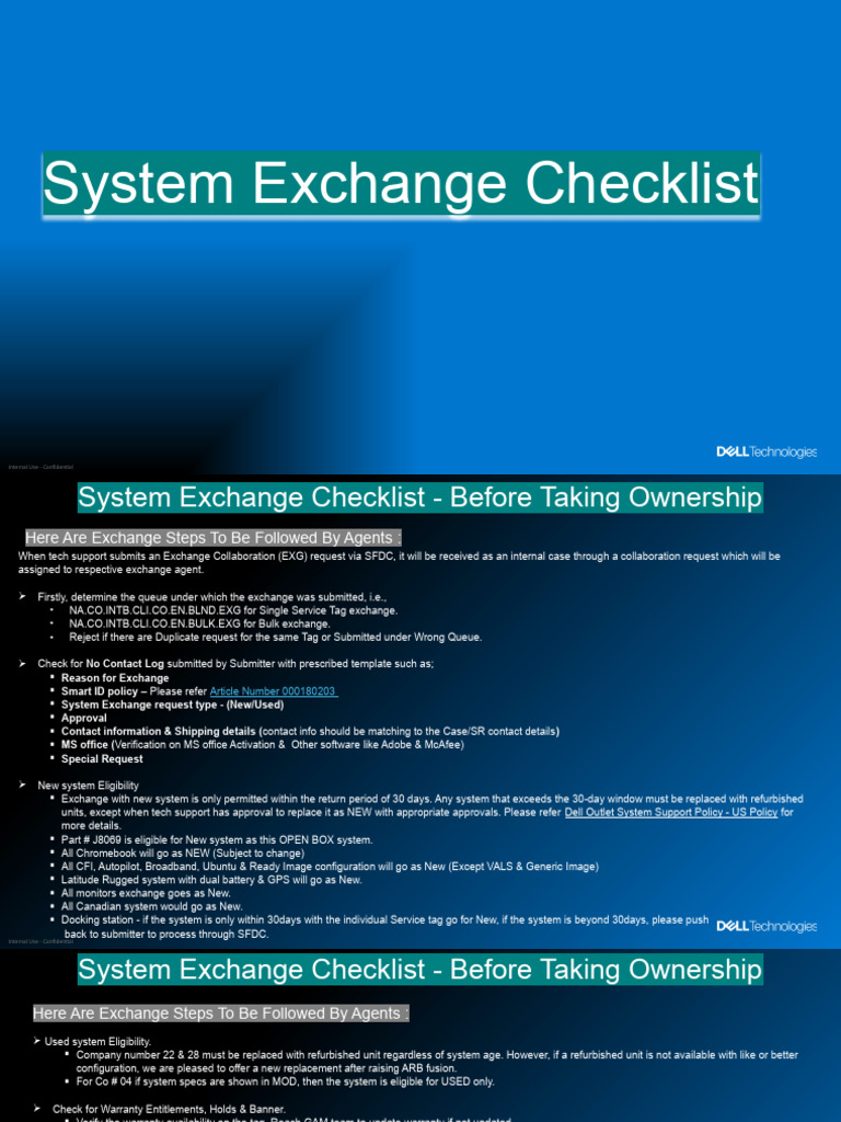 System Exchange Checklist for Agents | PDF | Mail | Proofreading