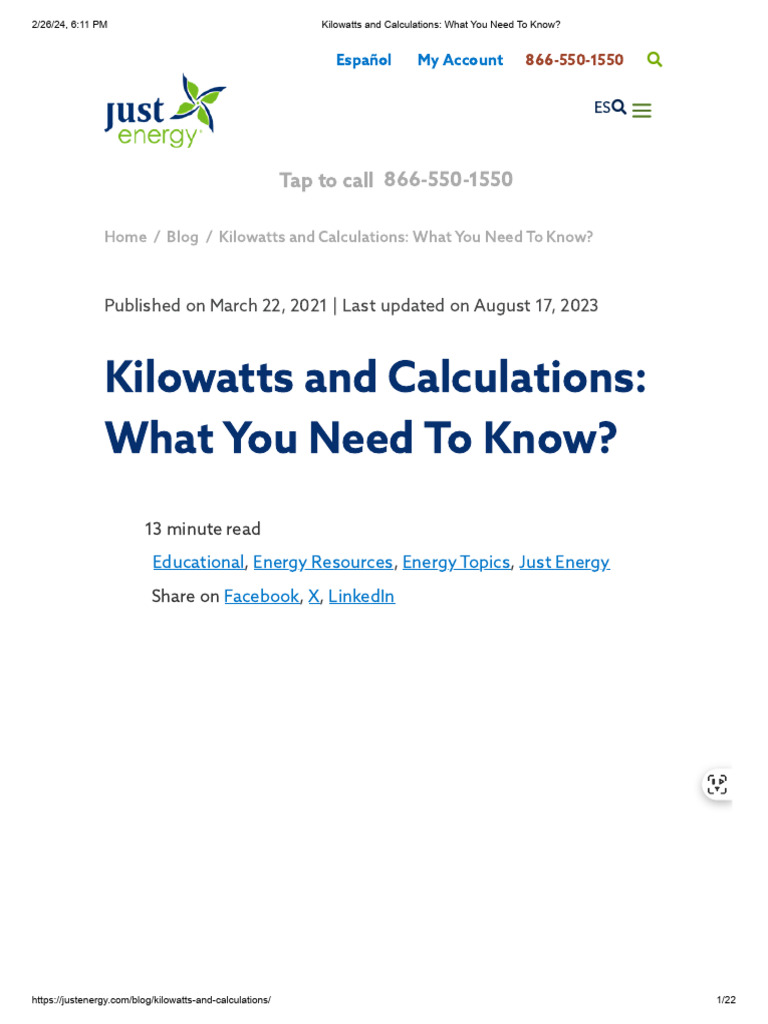 Kilowatts and Calculations - What You Need To Know | PDF | Watt | Quantity