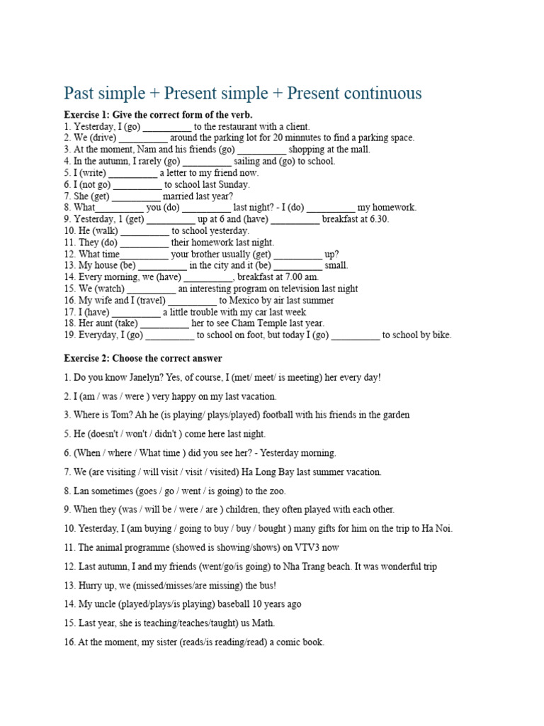 BTVN 4 thì đầu | PDF