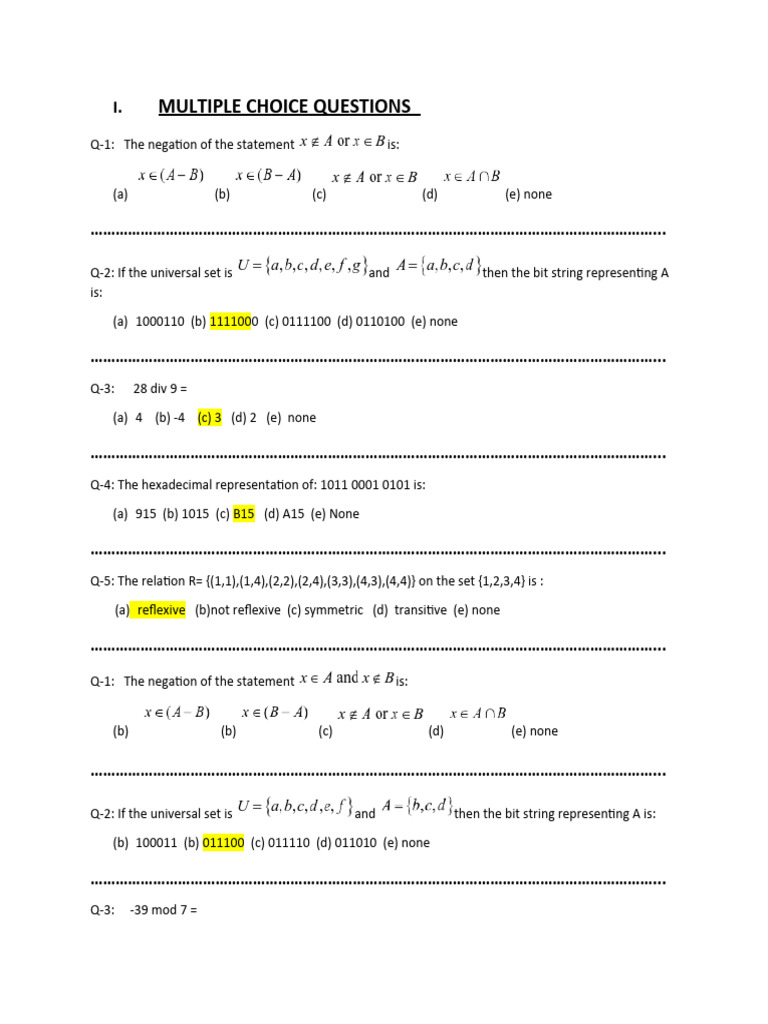 M131-MTA Revision | PDF | Mathematics | Arithmetic