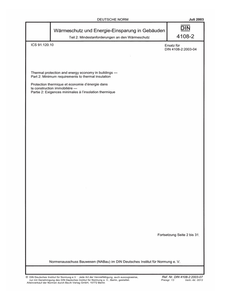 DIN 4108-2 2003 (Wärmeschutz Im Hochbau) | PDF