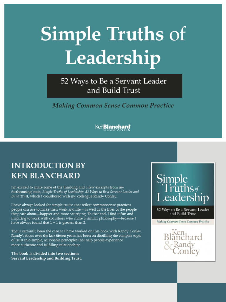 Simple truths of leadership | Download Free PDF | Leadership | Servant ...