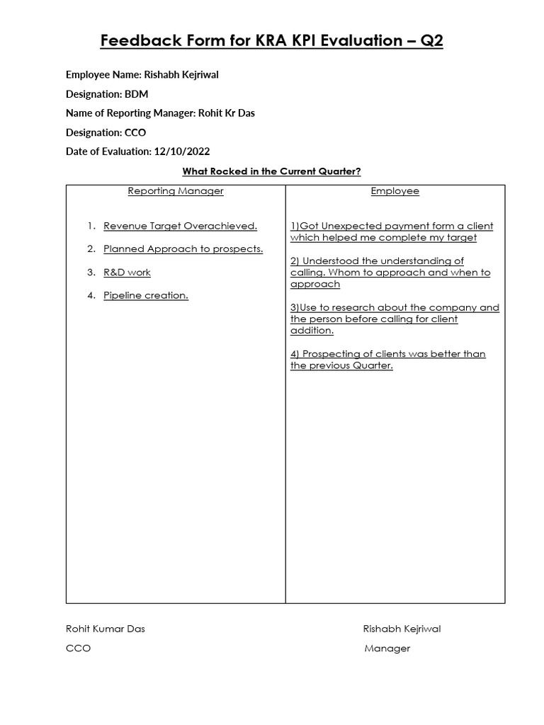 Q2 Feedback Form Rishabh | Download Free PDF | Business