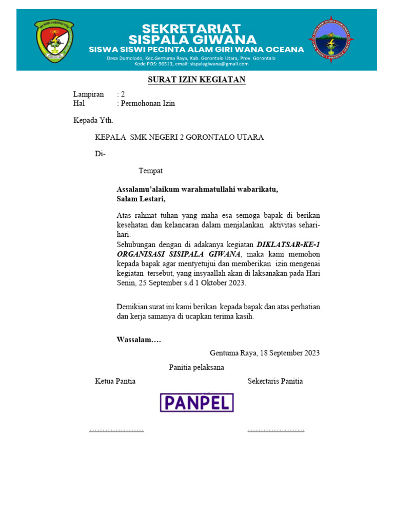 Format Surat Izin Kegiatan | PDF
