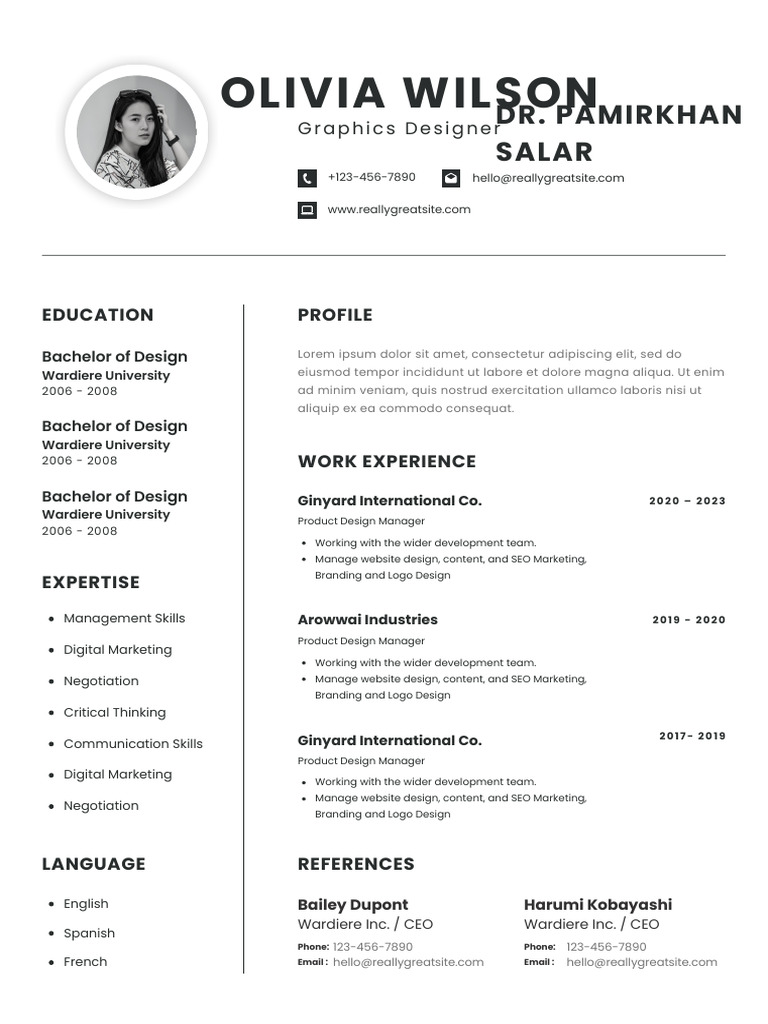 Professional Minimalist CV Resume | PDF | Writing | Marketing
