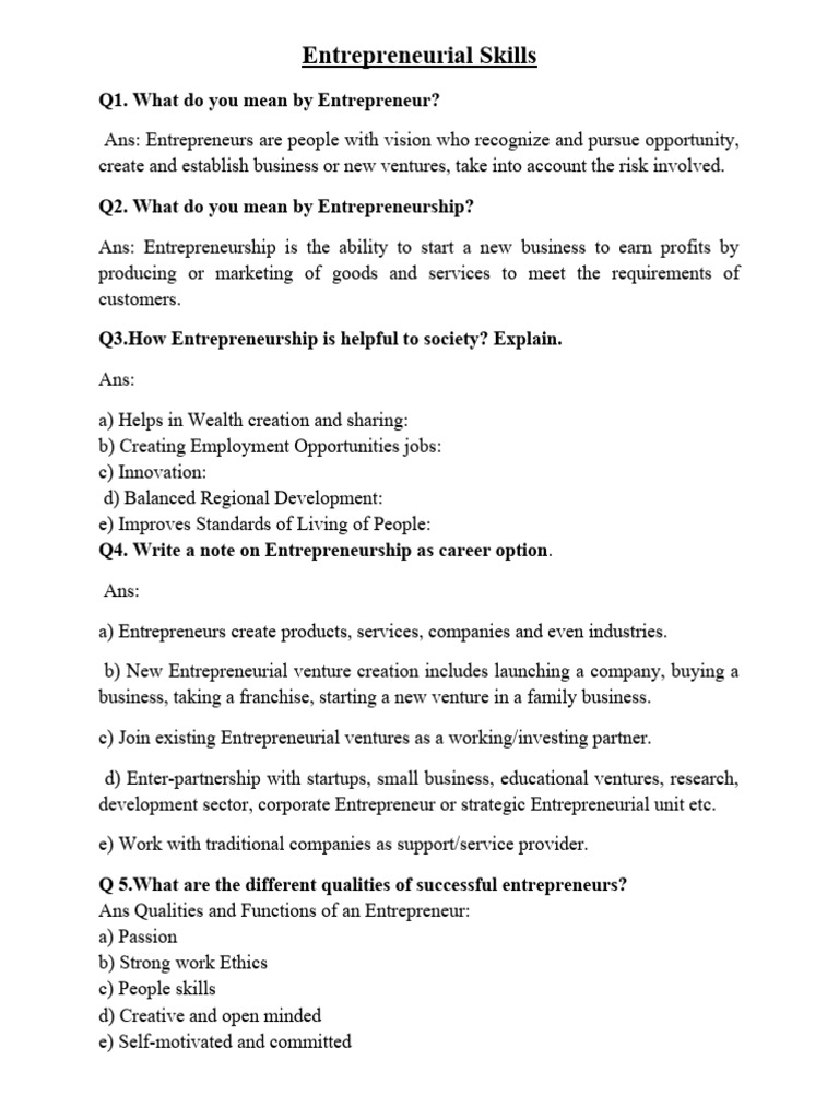 Entrepreneurial Skills | PDF | Business