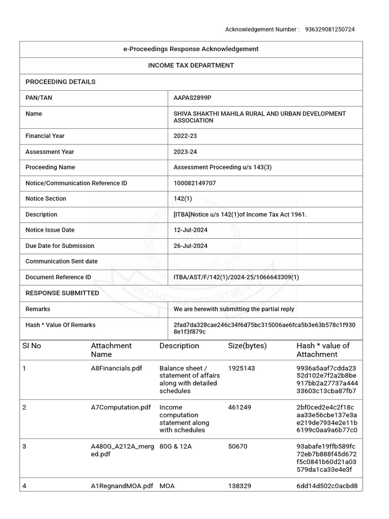 Acknowledgement 936329081250724 | PDF | Taxes | Government Finances