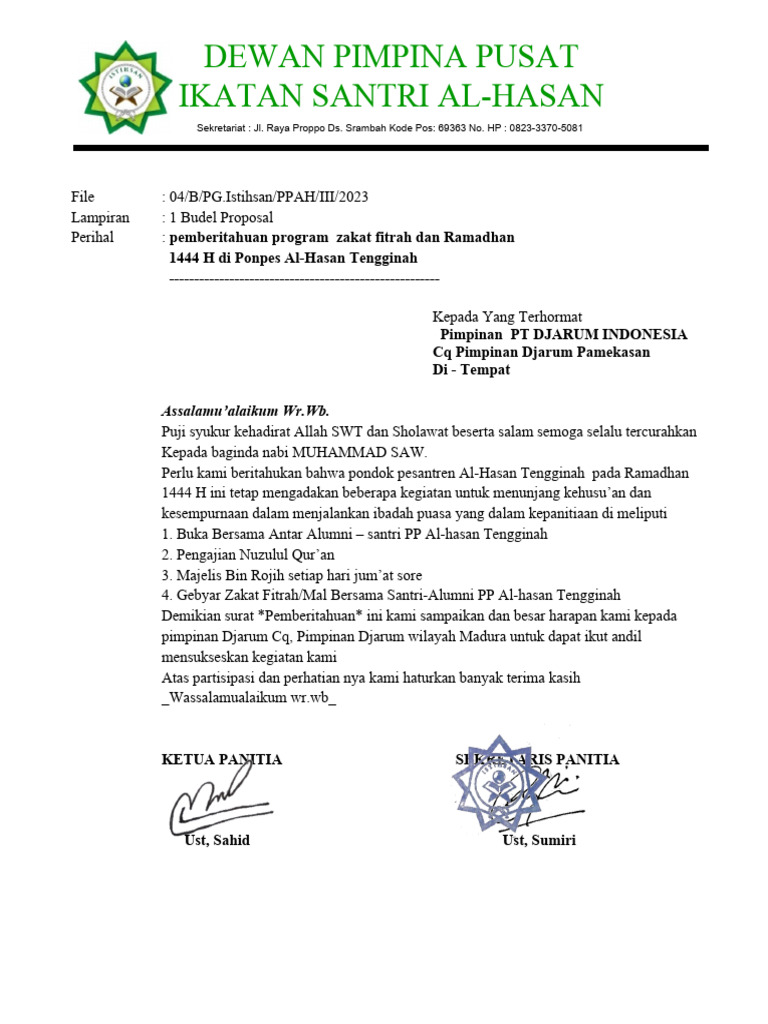 Surat Undangan PT Djarum | PDF