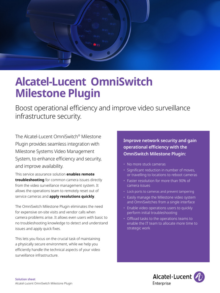 Ale Omniswitch Milestone Plugin Solution Sheet en | PDF | Computer ...
