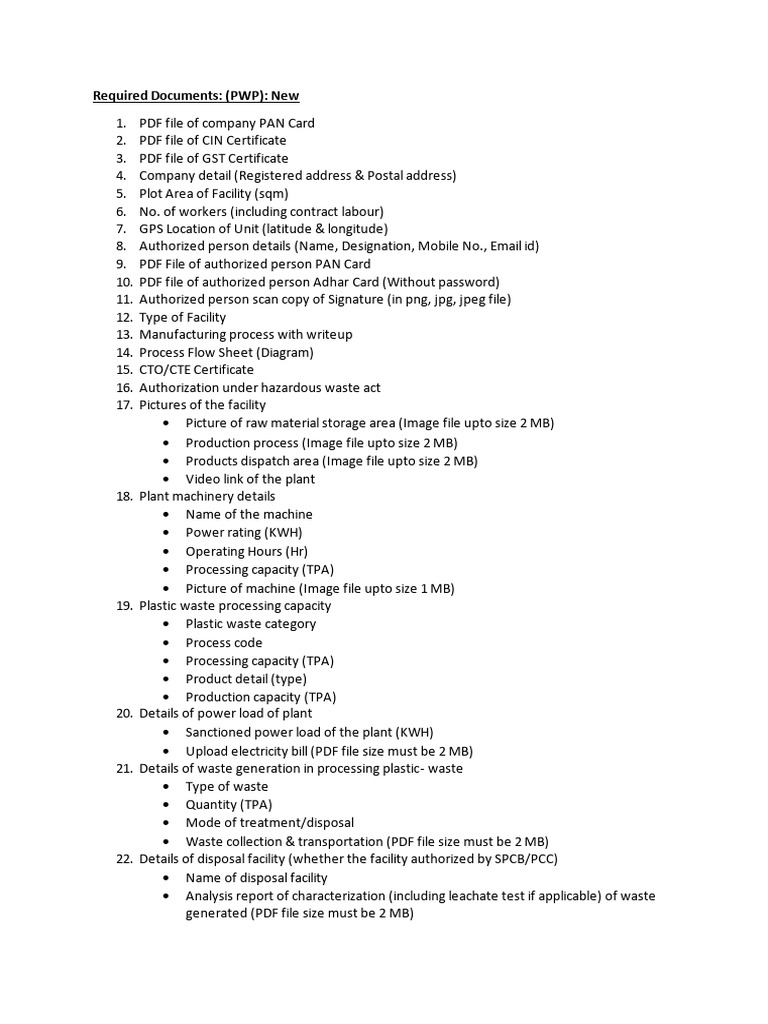 Required Documents List - Recycler | PDF | Waste | Waste Management