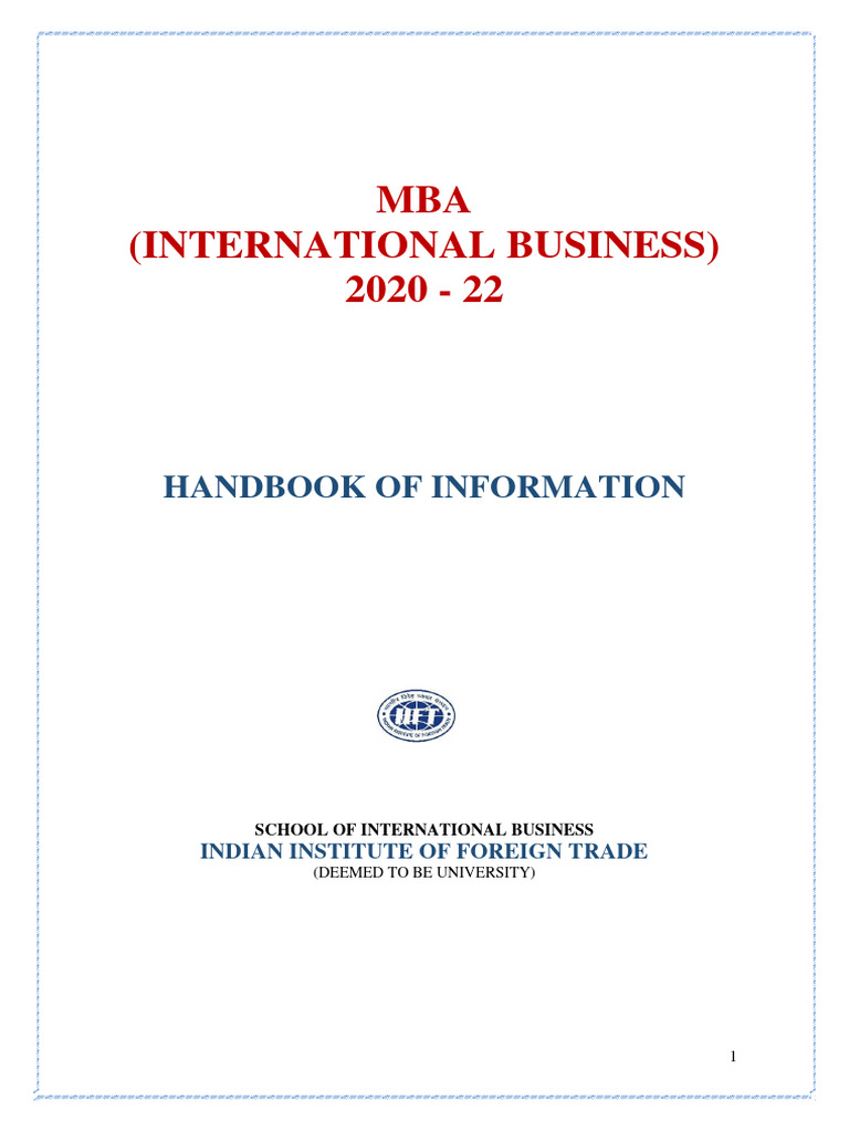 Iift Mba Ib Course Structure | PDF | Master Of Business Administration