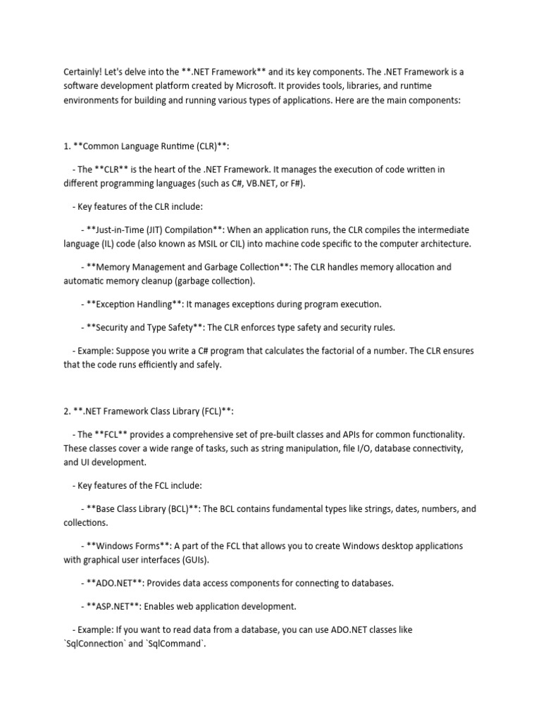 Framework Pdf C Sharp Programming Language Systems Architecture 