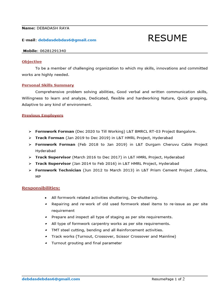 Debdas Resume | PDF