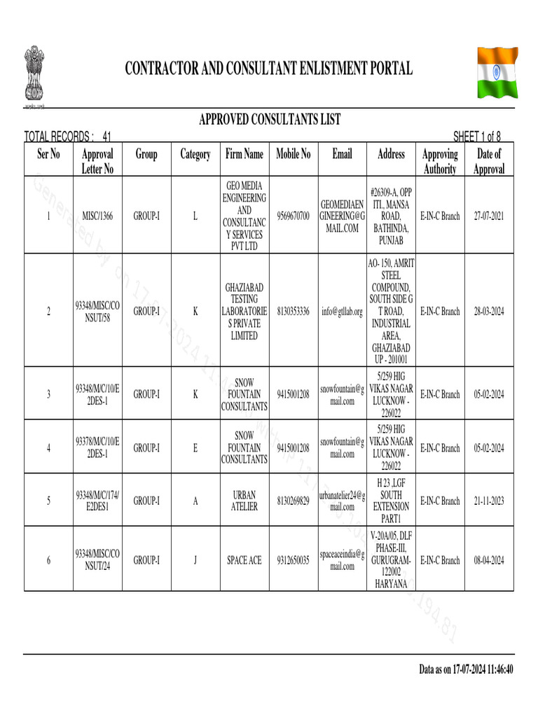 Contractor and Consultant Enlistment Portal: Approved Consultants List ...