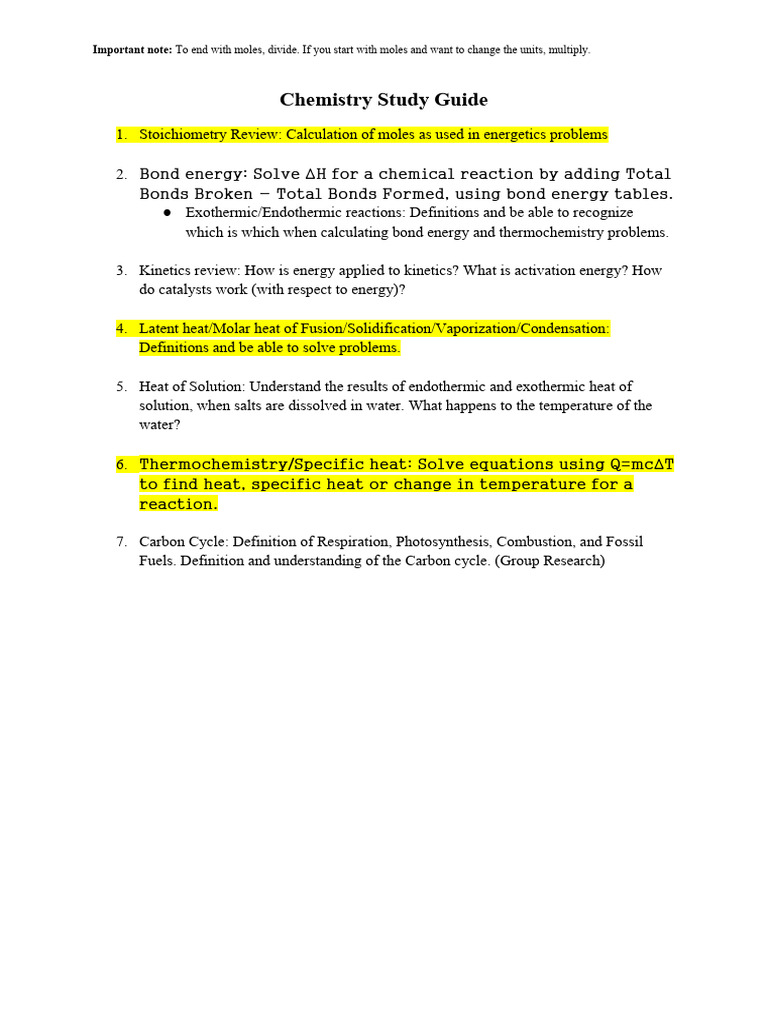 Chemistry Study Guide: Energetics & Kinetics | PDF | Reaction Rate ...