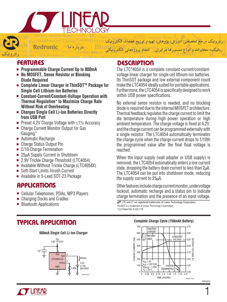 LTC4054 Linear Charger Overview | PDF | Battery Charger | Lithium Ion ...