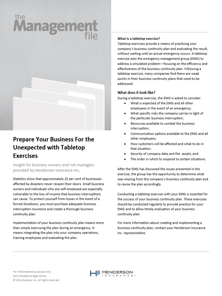 Business Continuity Tabletop Template | PDF | Emergency Management ...