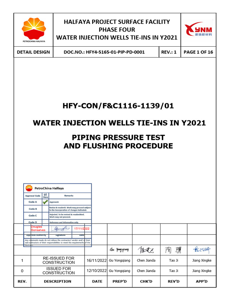 HFY4-5165-01-PIP-PD-0001 - 1 - Piping Pressure Test and Flushing ...