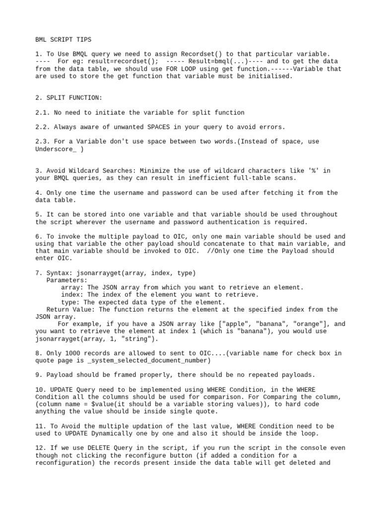 BMQL SCRIPT TIPS | PDF | Table (Database) | Database Index