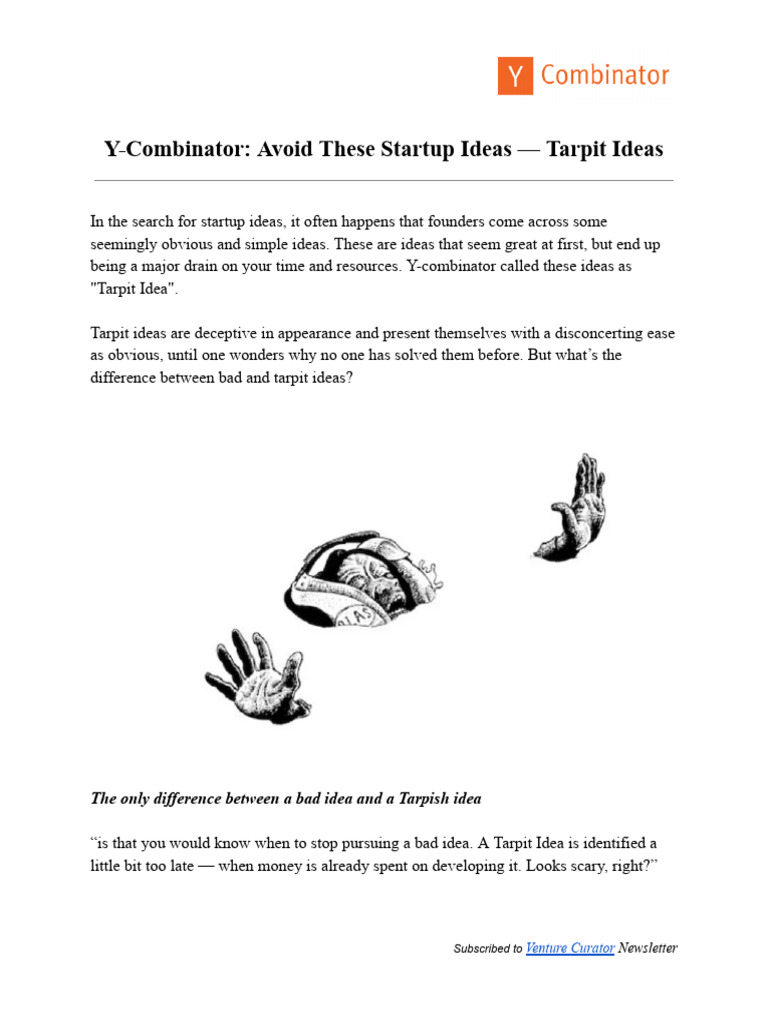 Y-Combinator - Avoid These Startup Ideas - Tarpit Ideas | PDF | Startup ...