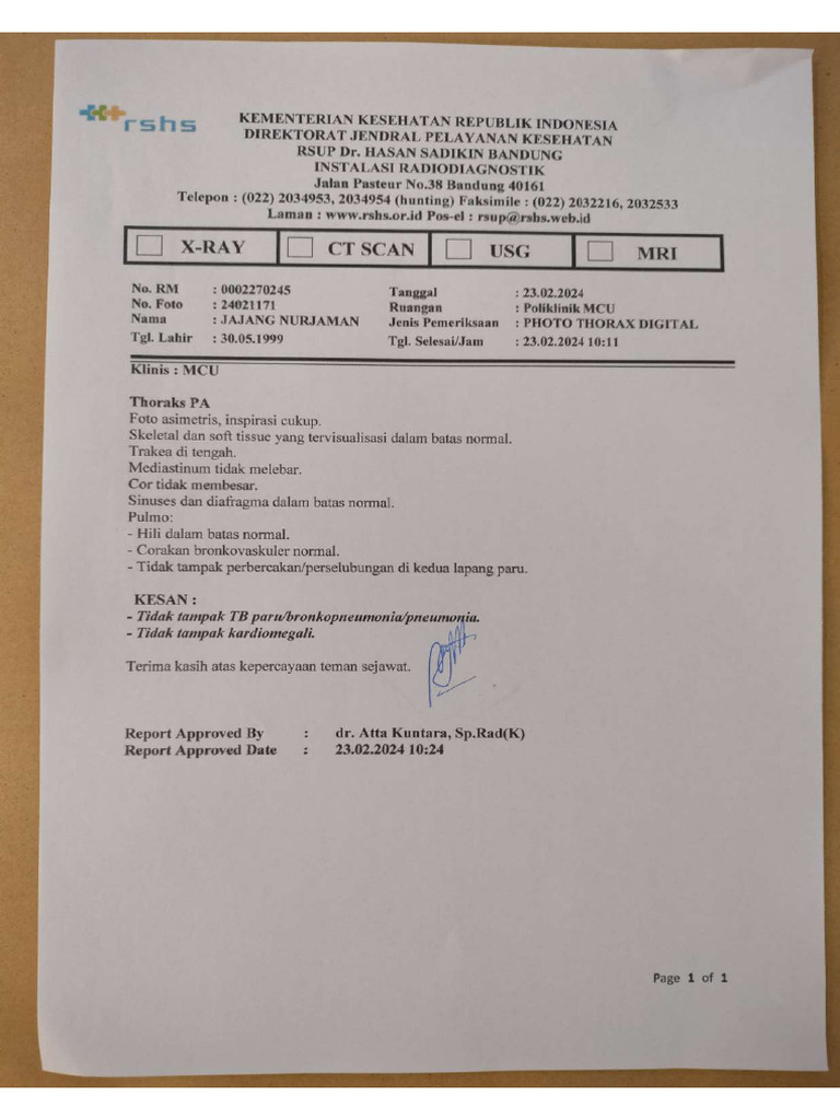 Surat Keterangan Sehat (MCU) | PDF