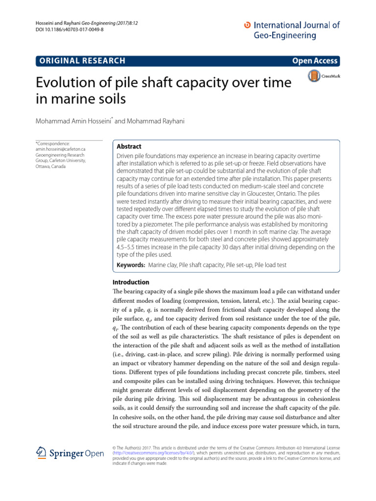 Evolution of Pile Shaft Capacity Over Time in Mari | PDF | Deep ...