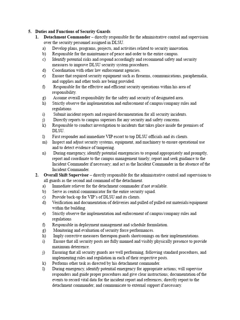 Duties and Functions of Security Guards | PDF | Access Control ...