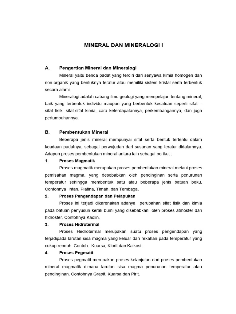 Mineral Dan Mineralogi I | PDF