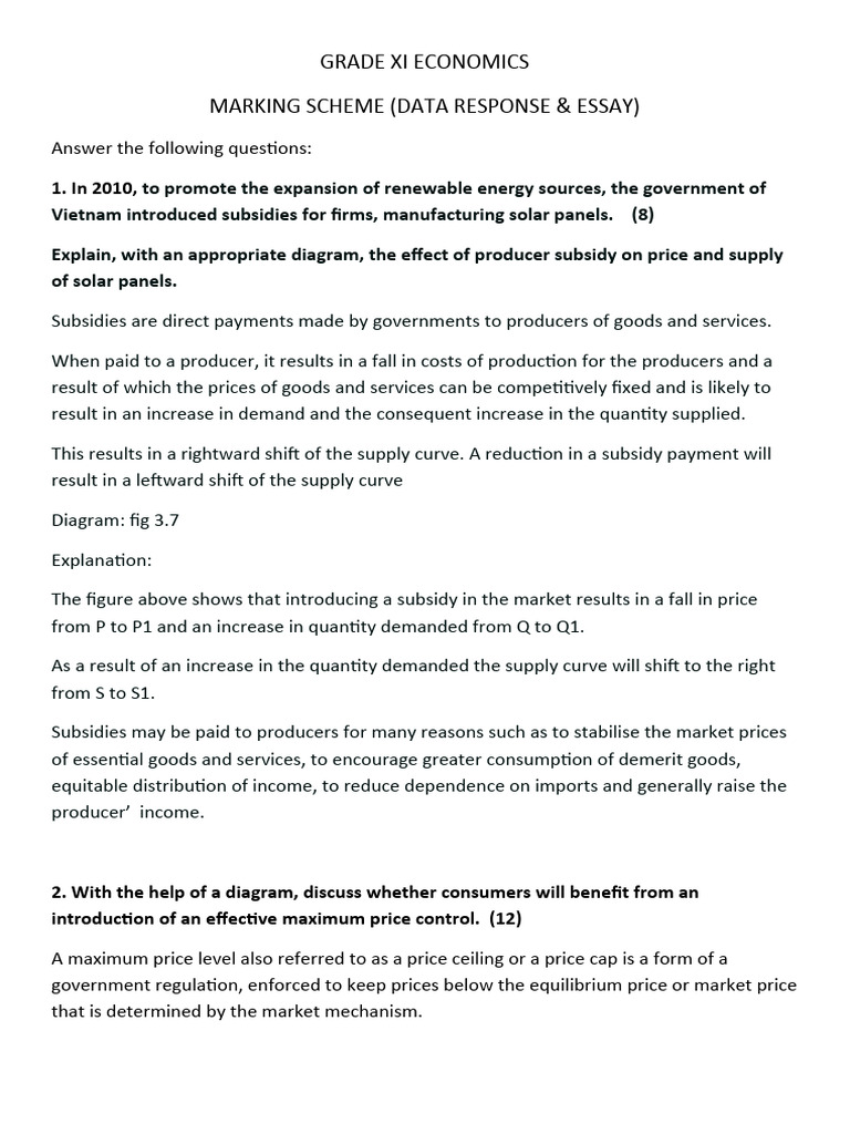 Grade 11-Sample Data Response Questions | PDF | Elasticity (Economics ...