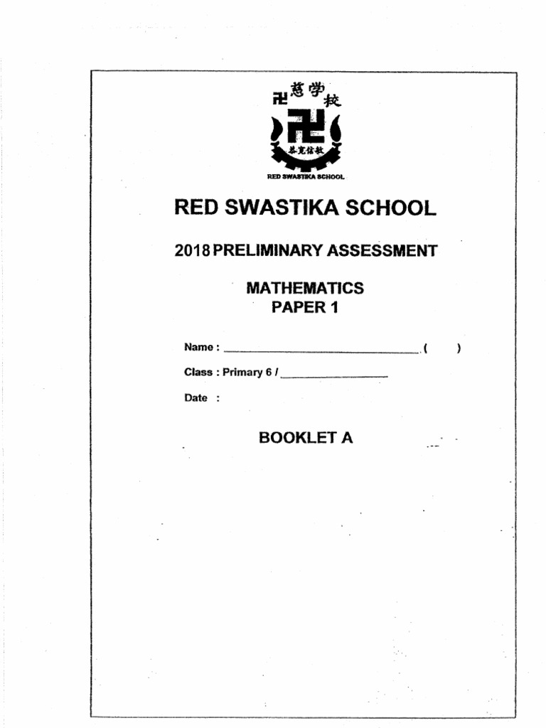 P6 Maths SA2 2018 Red Swastika Exam Papers | PDF | Area | Mathematics
