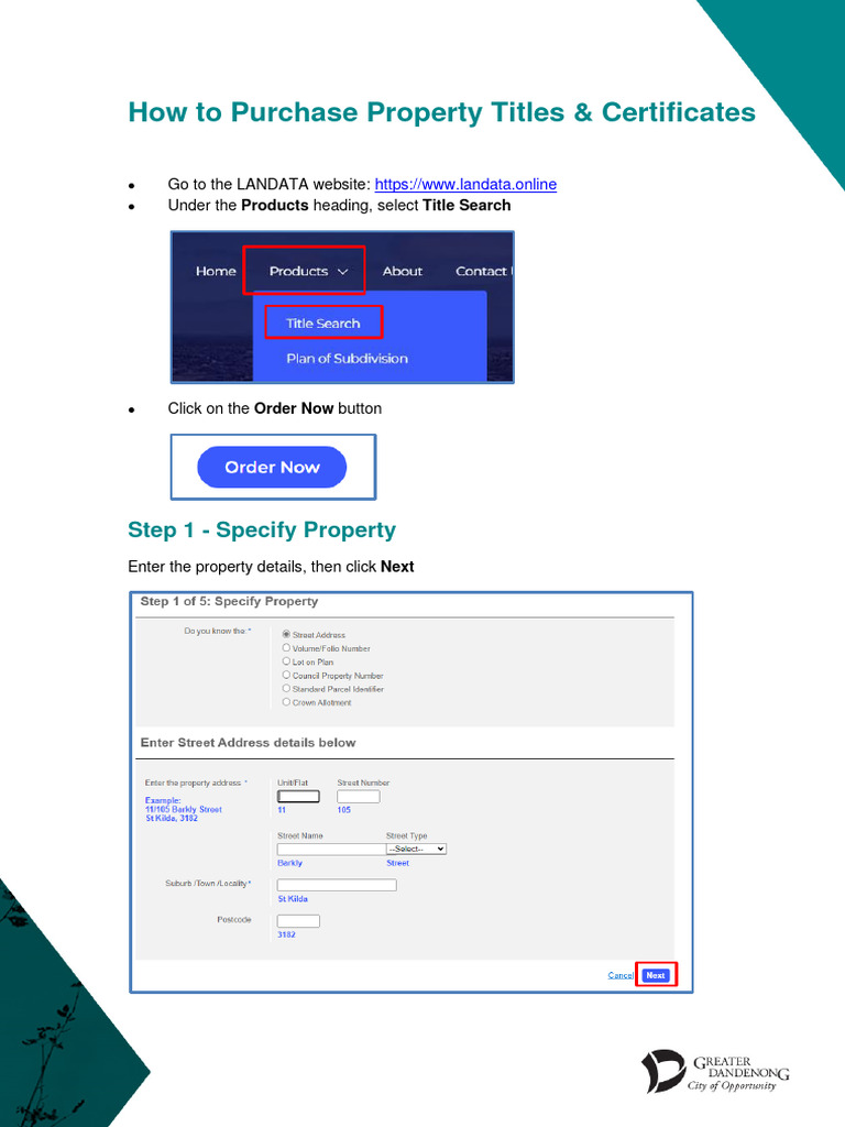 Information Guide - How To Purchase Title and PropertyCertificates | PDF