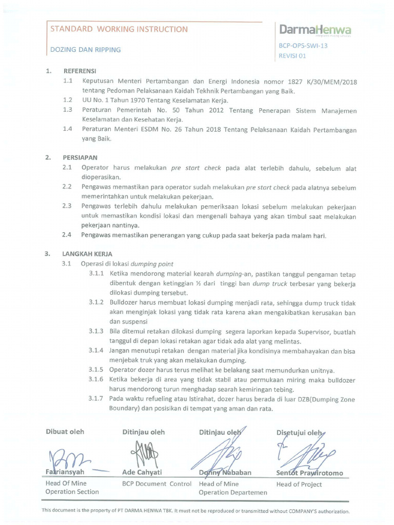 Bcp-Ops-Swi-13 r01 Dozing Dan Ripping | PDF