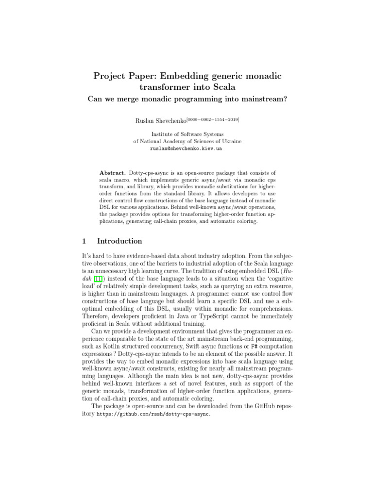 Embedding Generic Monad Transformers Into Scala | PDF | Parameter (Computer Programming) | Scala ...