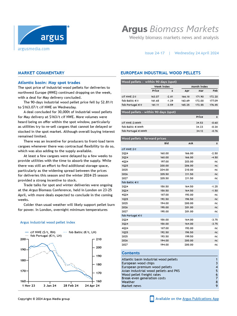 Argus Biomass Markets Report Sample Info | PDF