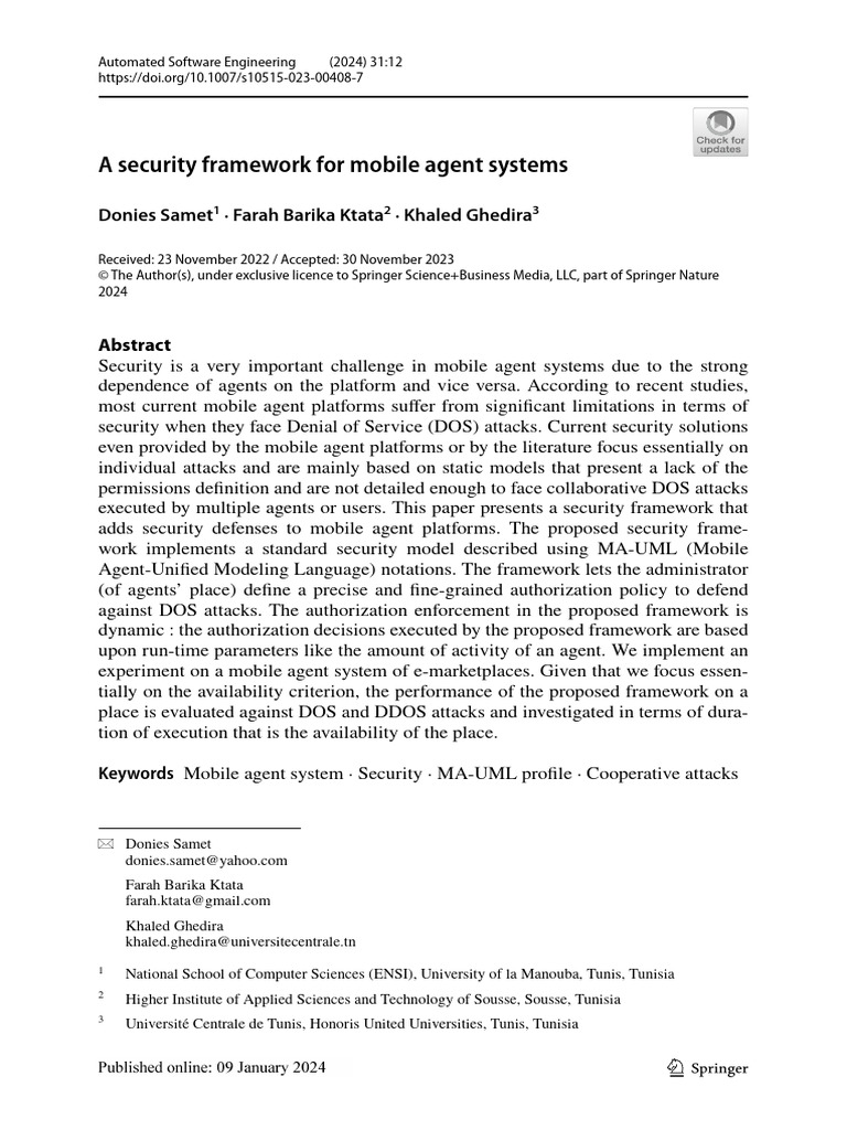 06a A Security Framework For Mobile Agent Systems Pdf Public Key