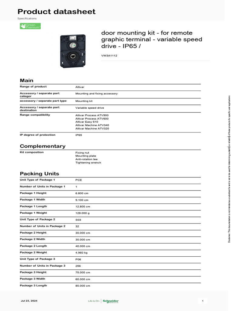 VW3A1112 Door Mounting Kit Details | PDF | Sustainability | Economy And ...