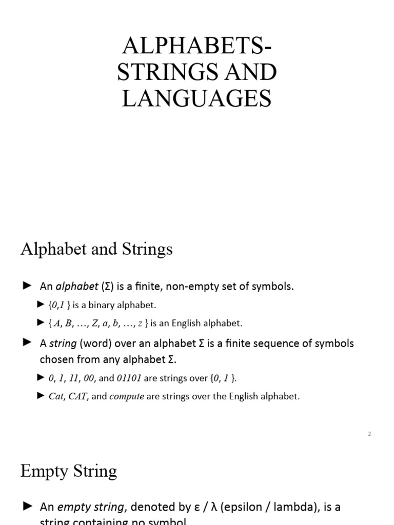 Lecture 2 - Alphabets-Strings, Languages and Grammars | PDF | String (Computer Science ...