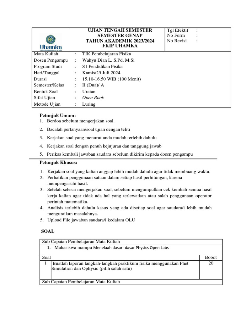 Soal Uas Tik 2024 | PDF