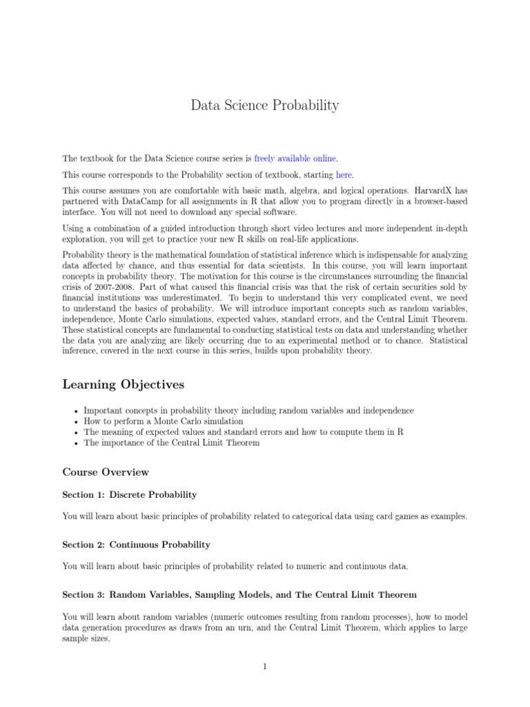 Data Science Probability | PDF | Probability Distribution | Statistics